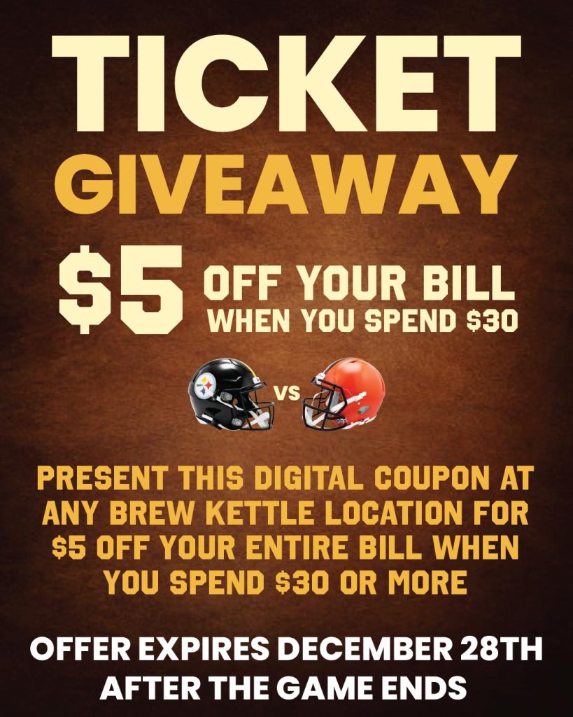 Steelers VS Browns Ticket Giveaway - Thank you - The Brew Kettle